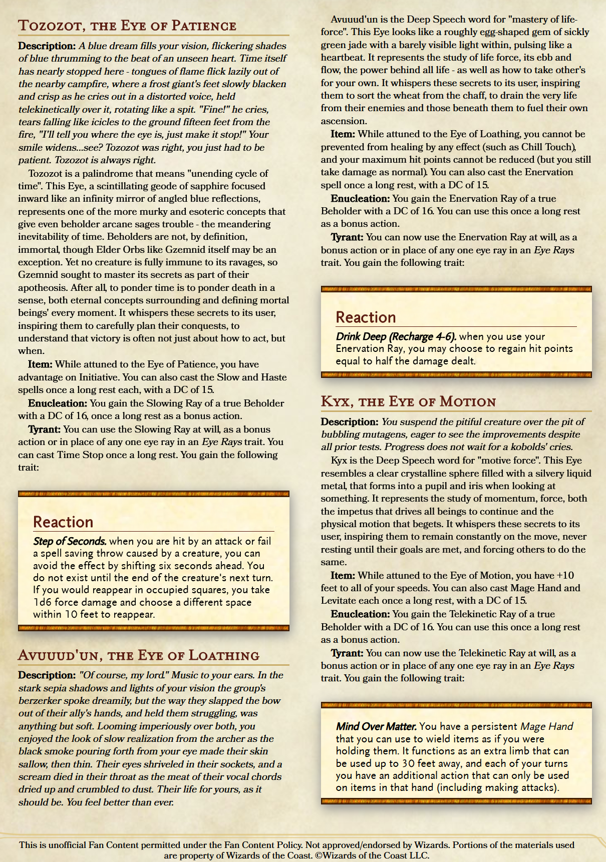 The Eternal Eyes Part 2: Patience, Loathing, & Motion! – Die Tyrant: an ...